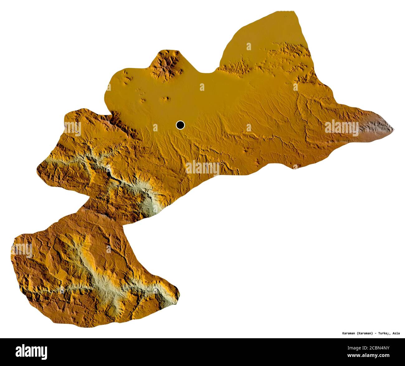 Shape of Karaman, province of Turkey, with its capital isolated on ...