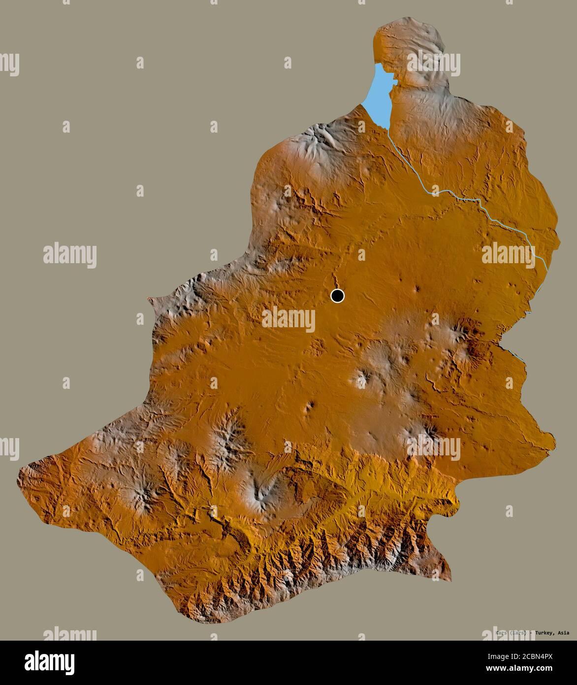 Shape of Kars, province of Turkey, with its capital isolated on a solid ...
