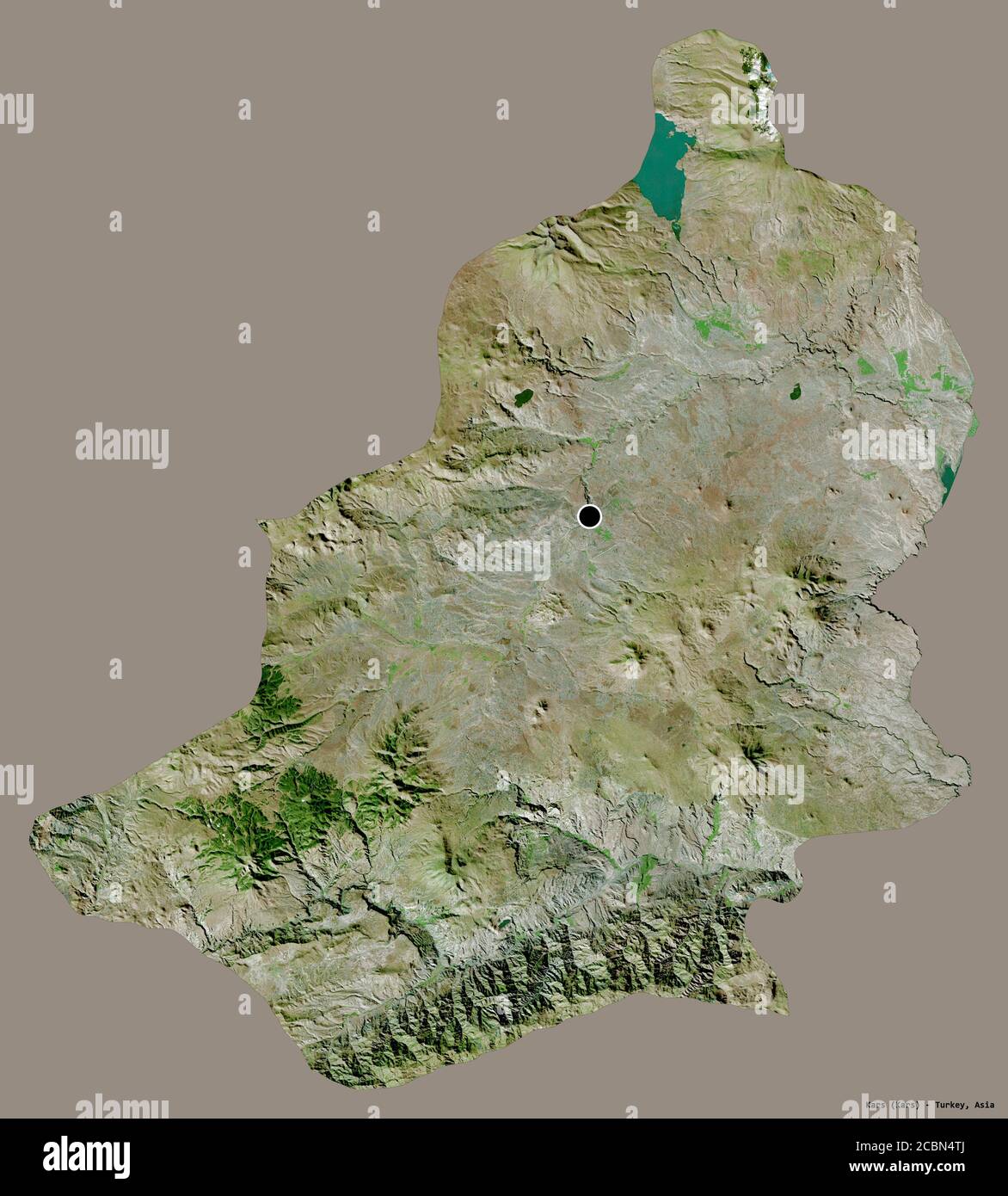 Shape of Kars, province of Turkey, with its capital isolated on a solid ...