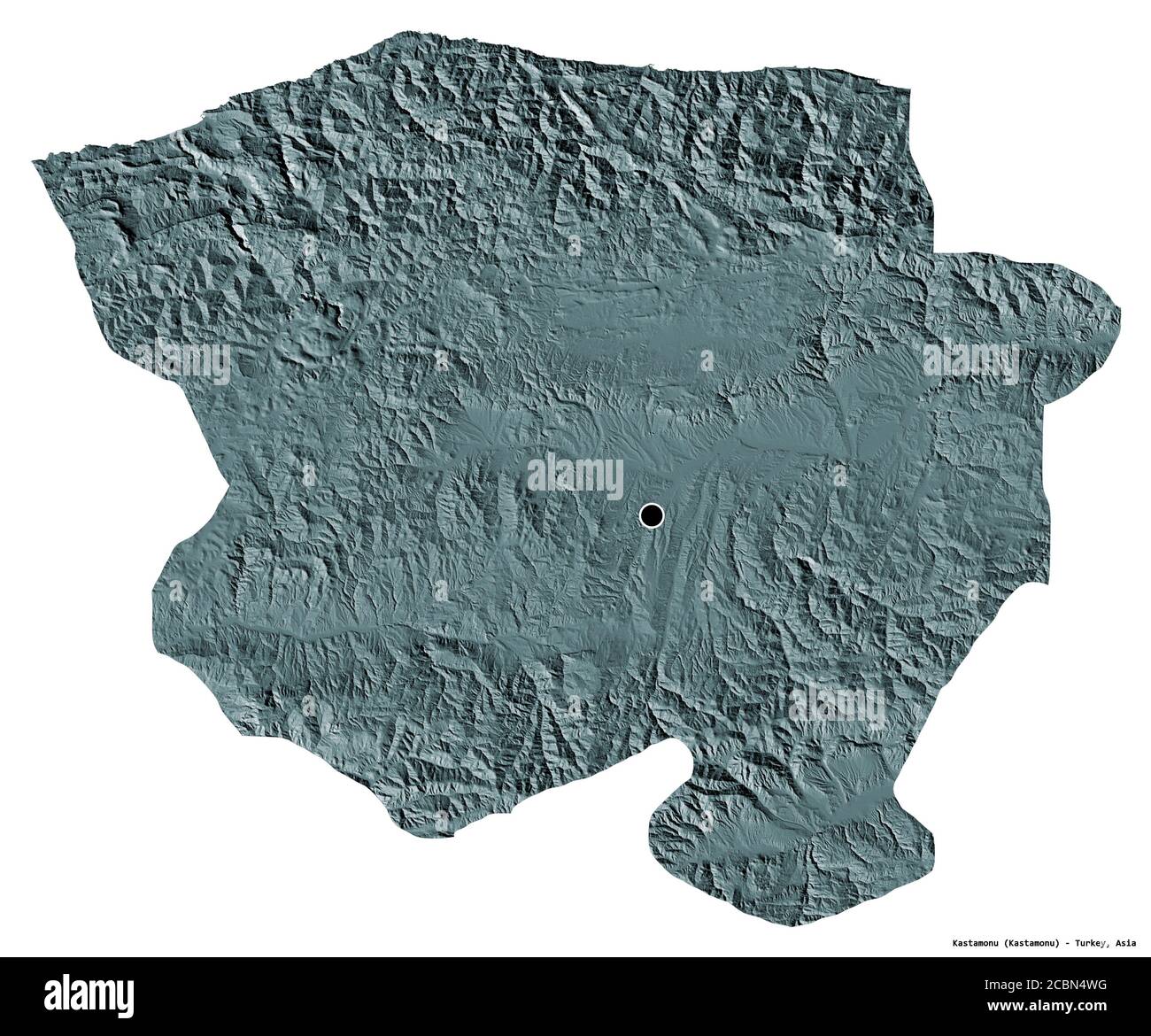 Shape of Kastamonu, province of Turkey, with its capital isolated on ...