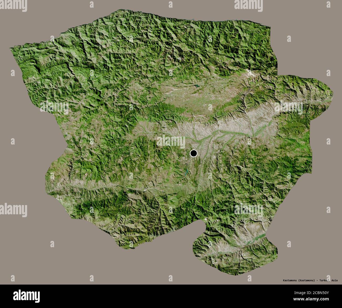 Shape of Kastamonu, province of Turkey, with its capital isolated on a ...