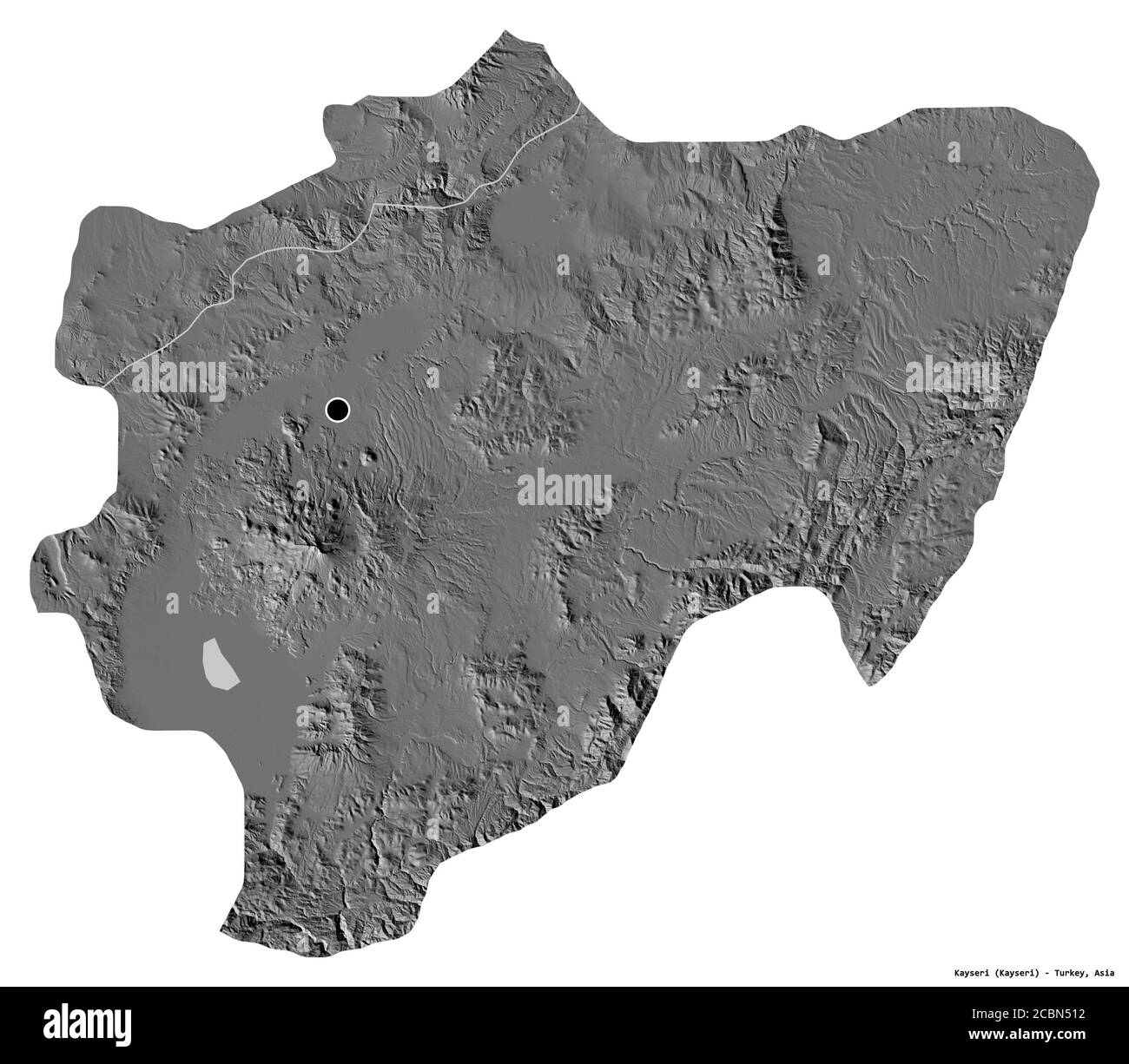 Shape of Kayseri, province of Turkey, with its capital isolated on ...