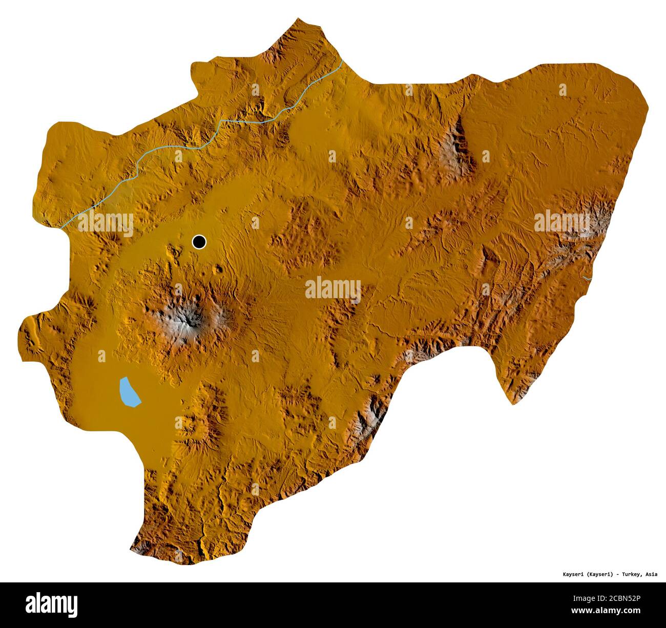 Shape of Kayseri, province of Turkey, with its capital isolated on ...