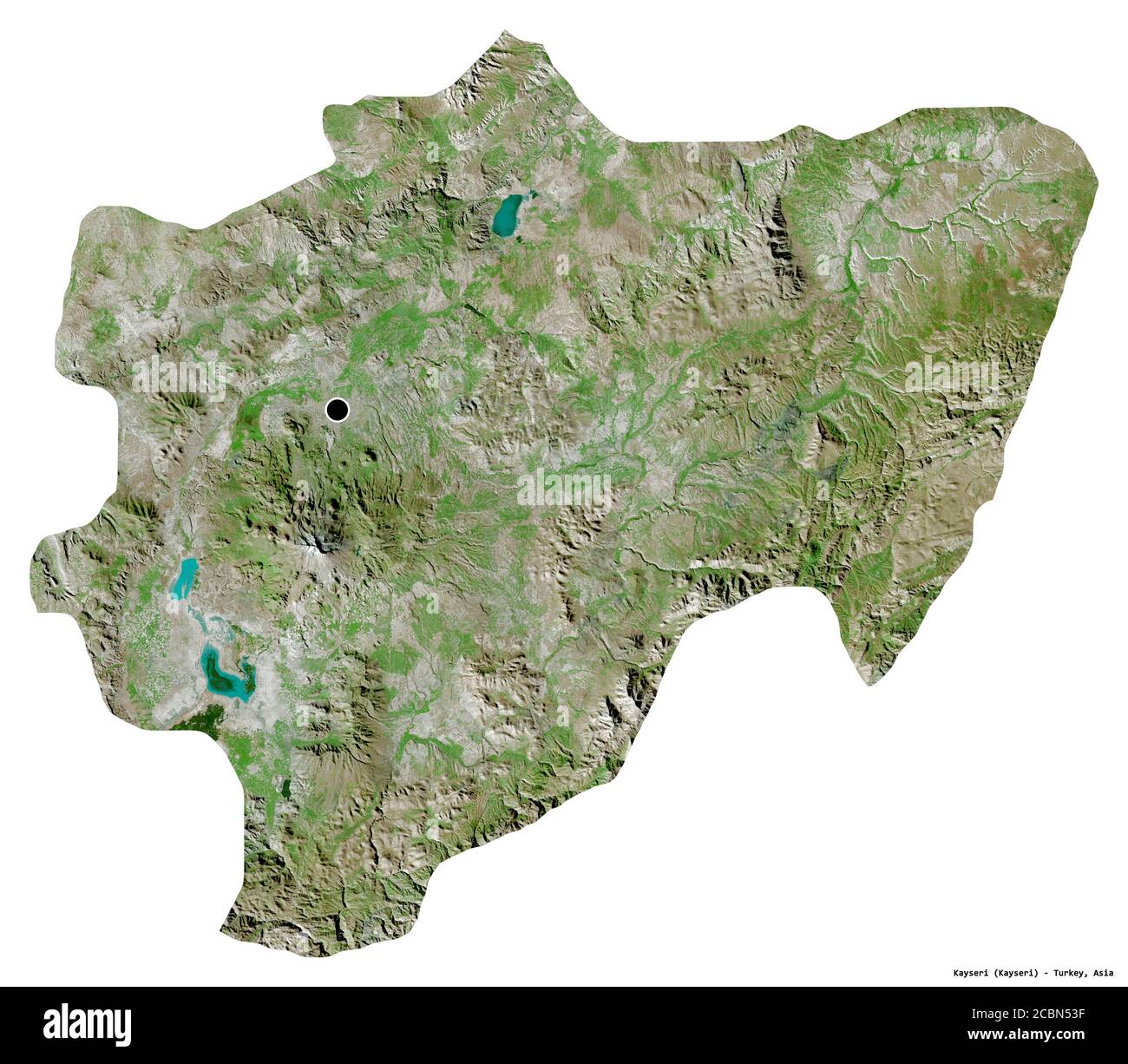 Shape of Kayseri, province of Turkey, with its capital isolated on ...