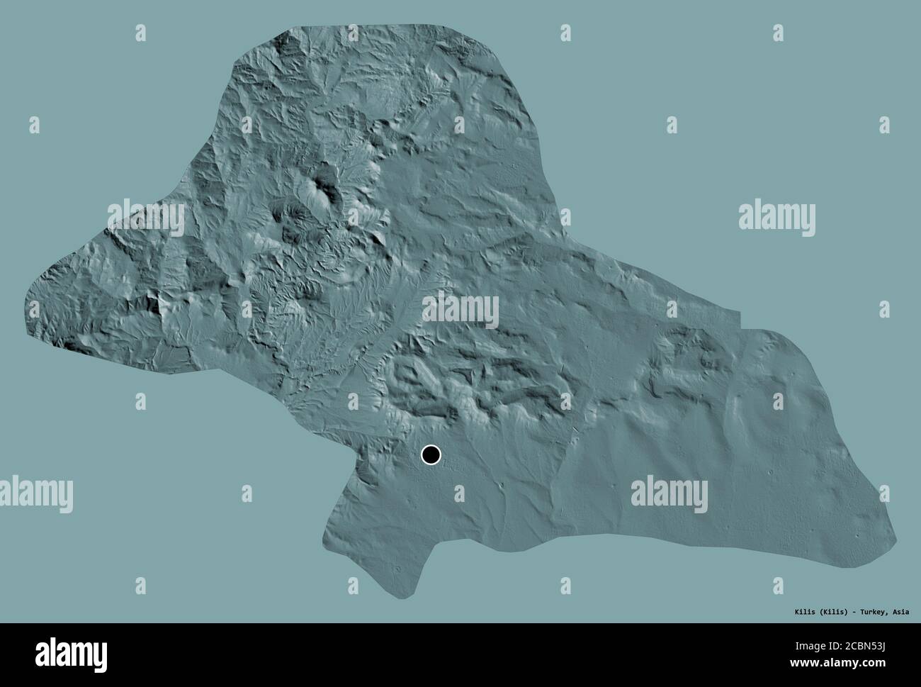 Shape of Kilis, province of Turkey, with its capital isolated on a ...