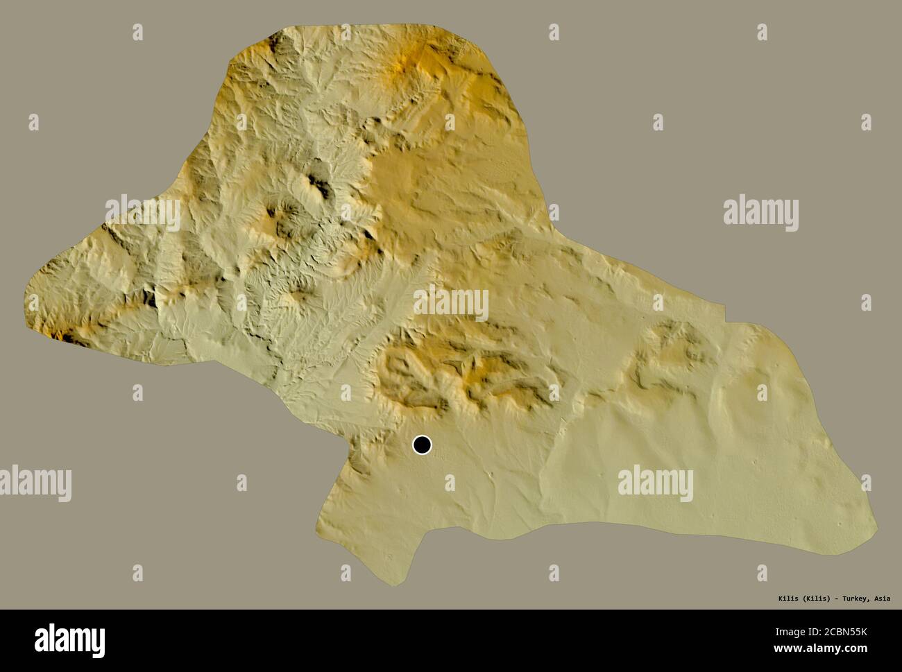 Shape of Kilis, province of Turkey, with its capital isolated on a ...