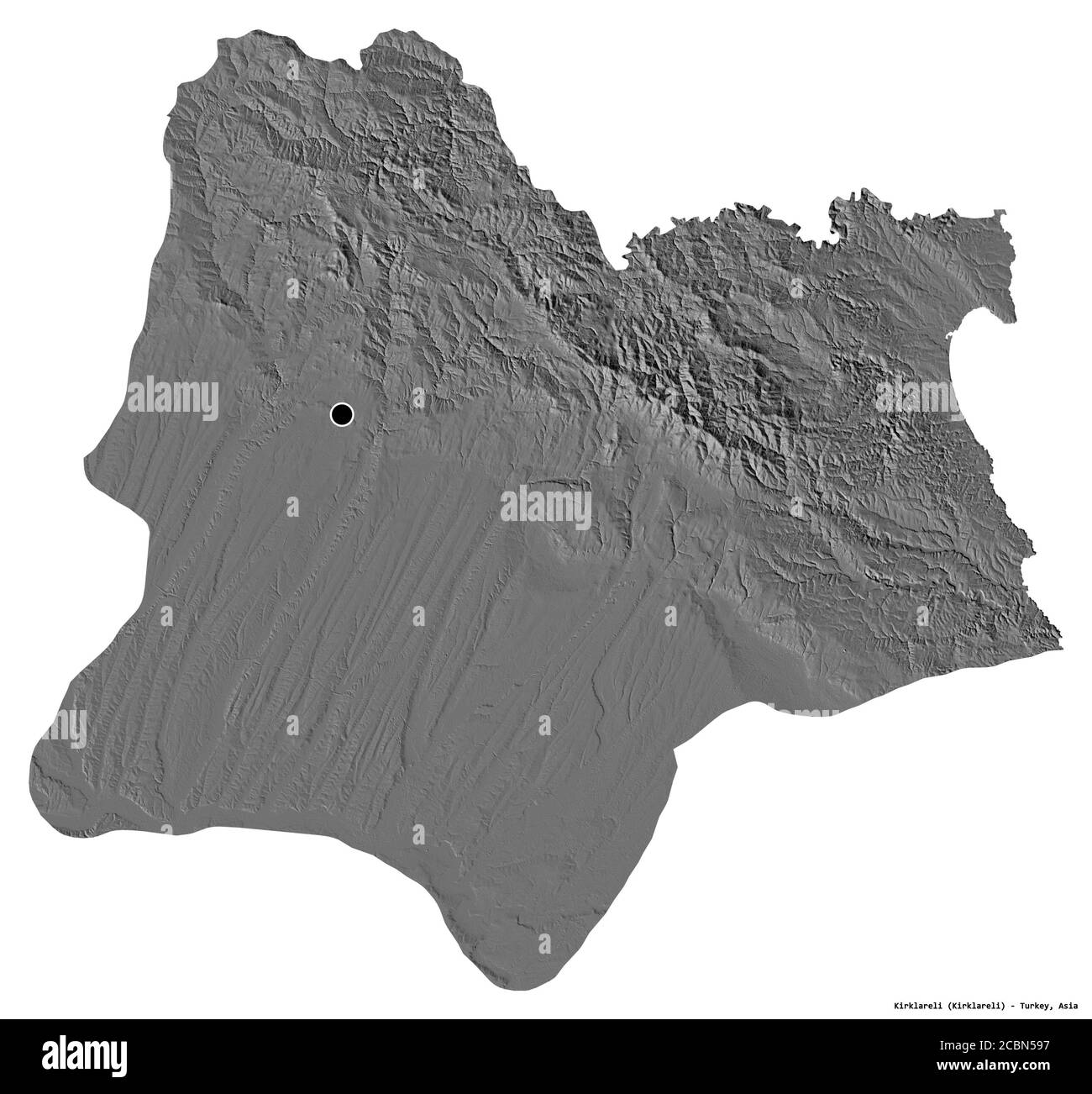 Shape of Kirklareli, province of Turkey, with its capital isolated on ...