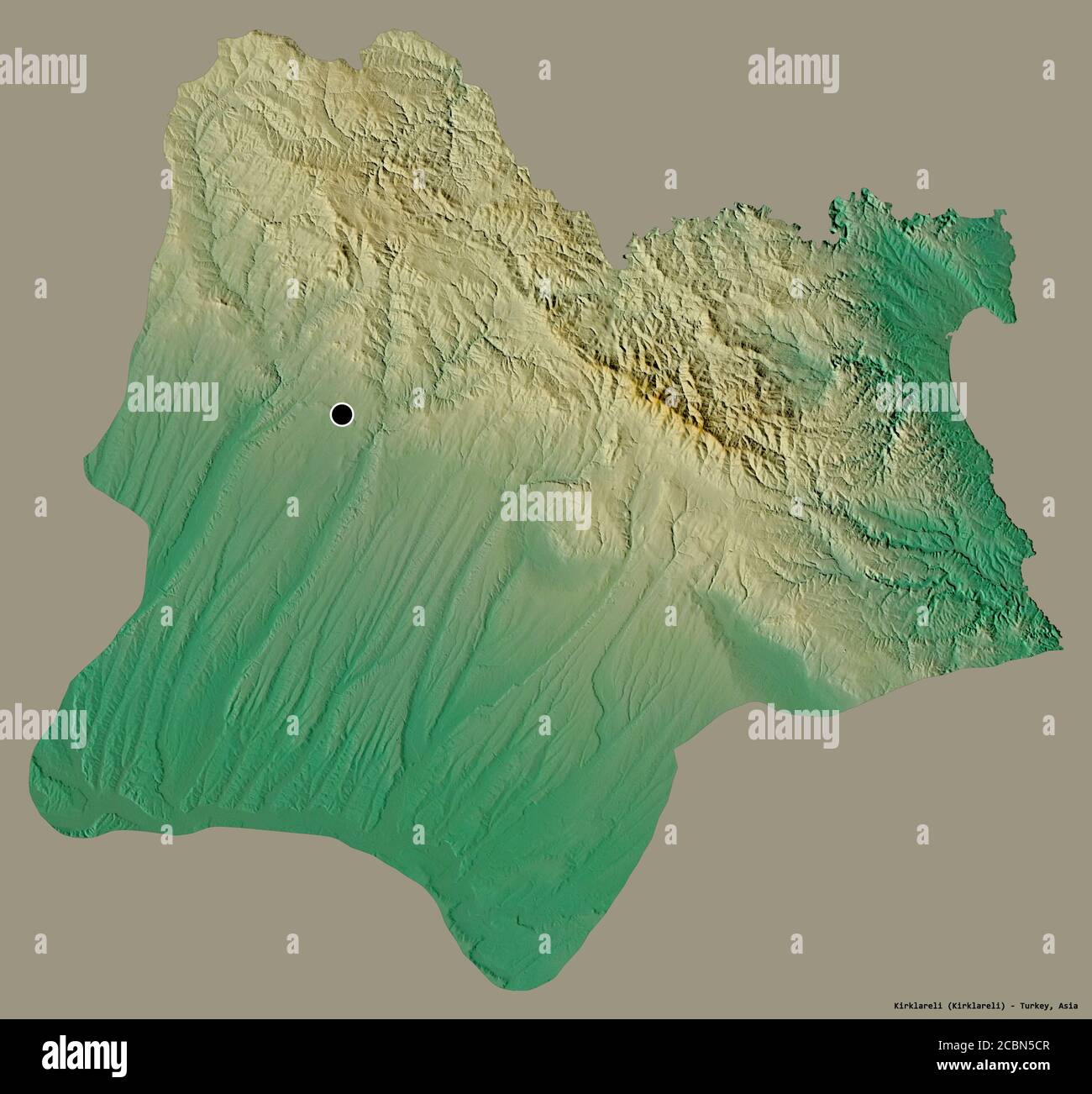 Shape of Kirklareli, province of Turkey, with its capital isolated on a ...