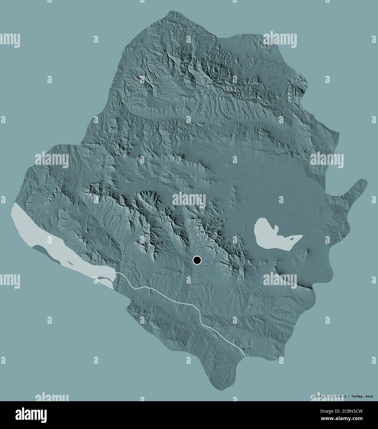 Shape of Kirsehir, province of Turkey, with its capital isolated on a ...