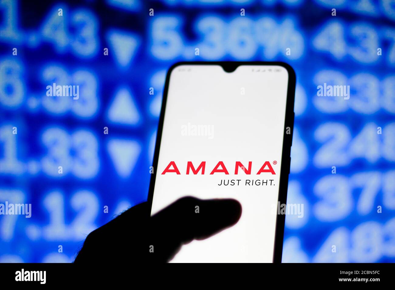 In this photo illustration the Amana Corporation logo seen displayed on ...