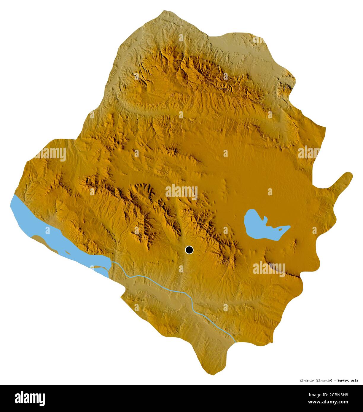 Shape of Kirsehir, province of Turkey, with its capital isolated on ...