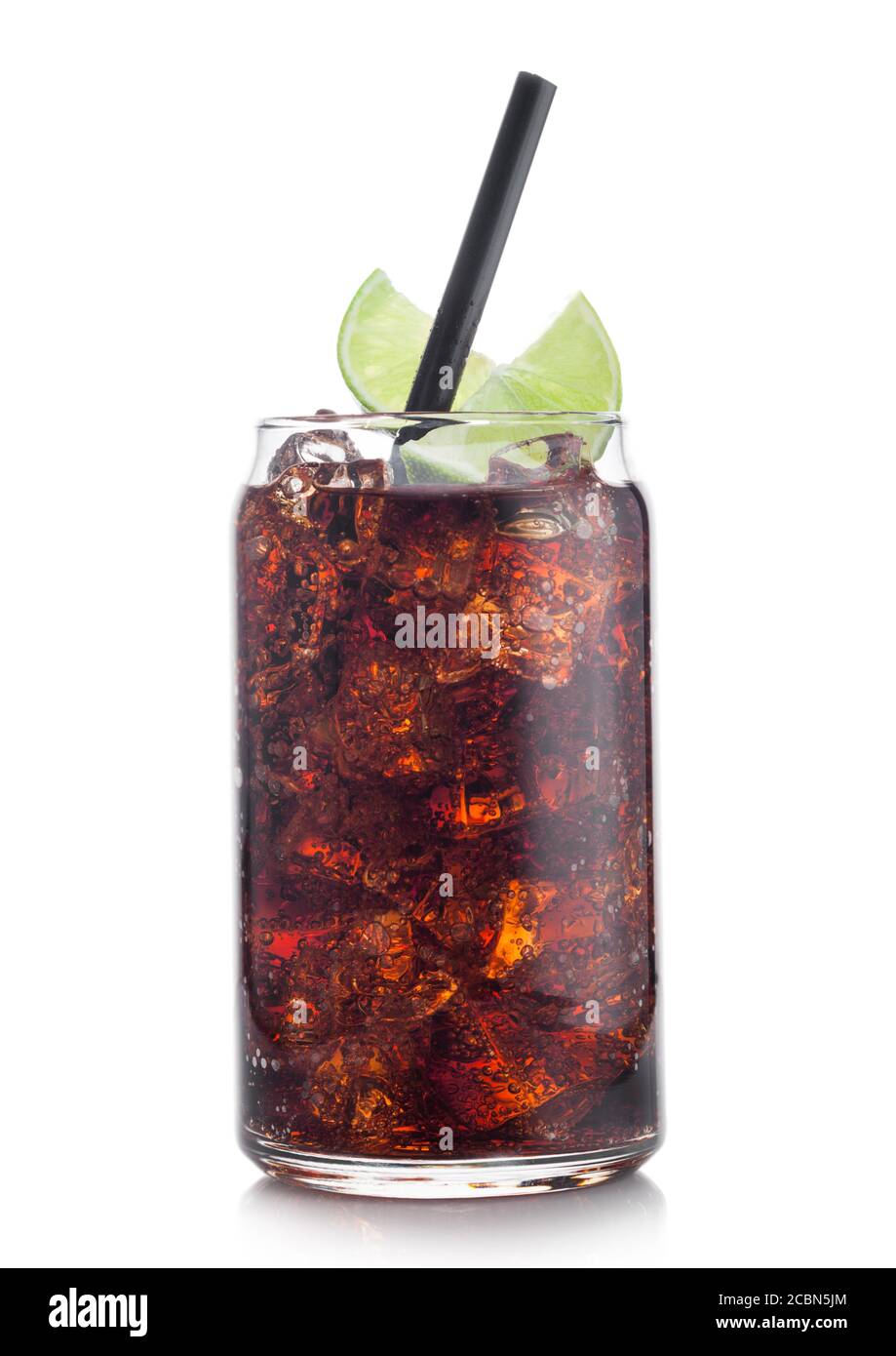 Cuba Libre Cocktail in tin shape glass with ice cubes and slices of ...