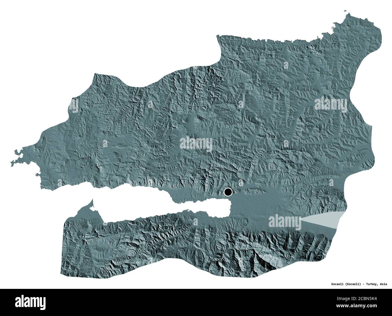 Shape of Kocaeli, province of Turkey, with its capital isolated on ...