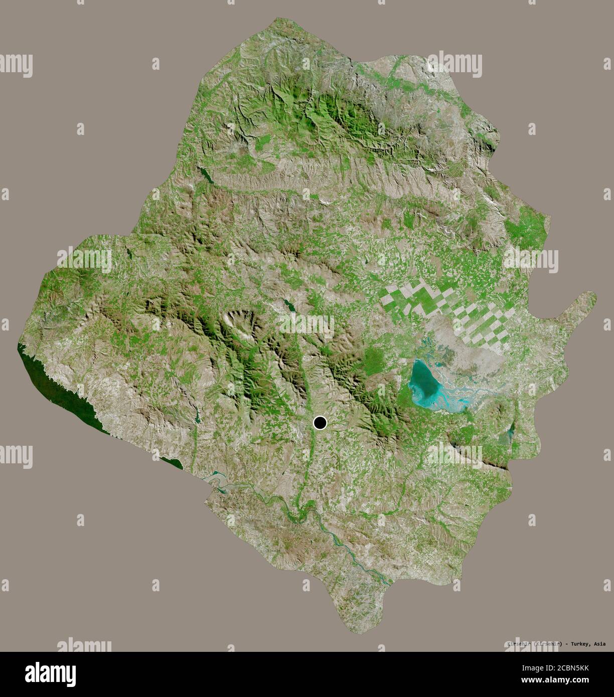 Shape of Kirsehir, province of Turkey, with its capital isolated on a ...