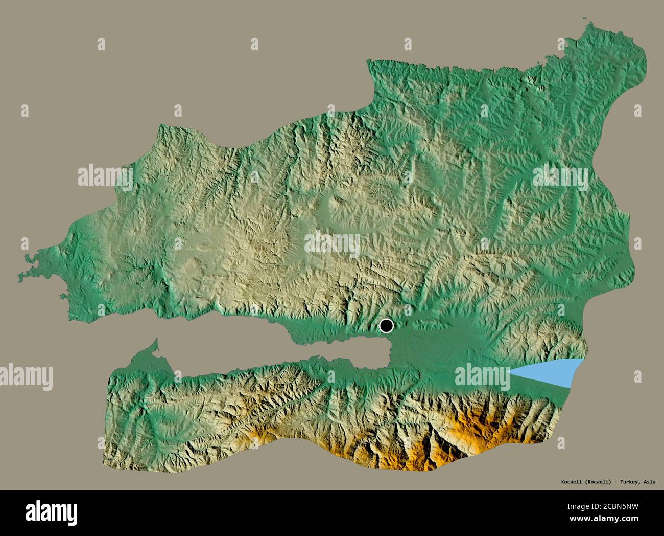 Shape of Kocaeli, province of Turkey, with its capital isolated on a ...