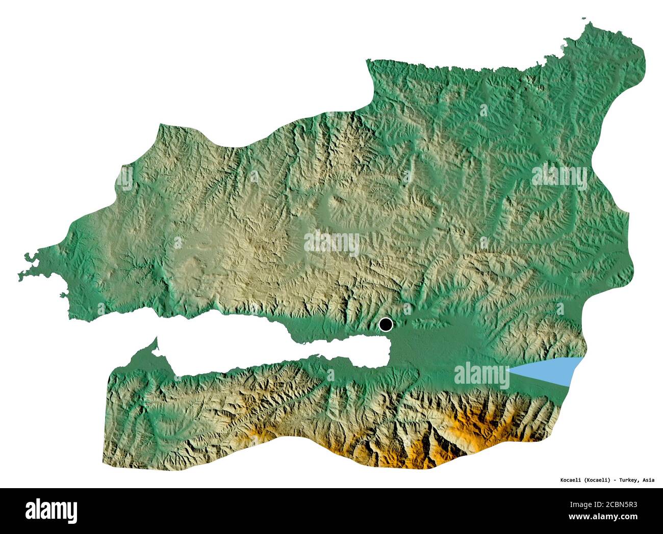 Shape of Kocaeli, province of Turkey, with its capital isolated on ...