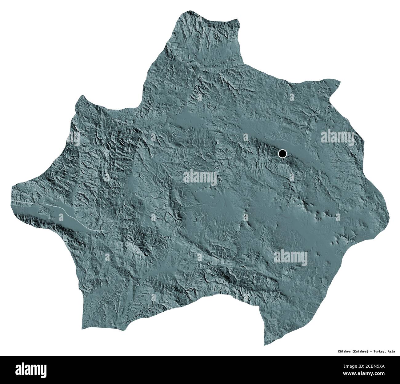 Shape of Kütahya, province of Turkey, with its capital isolated on ...