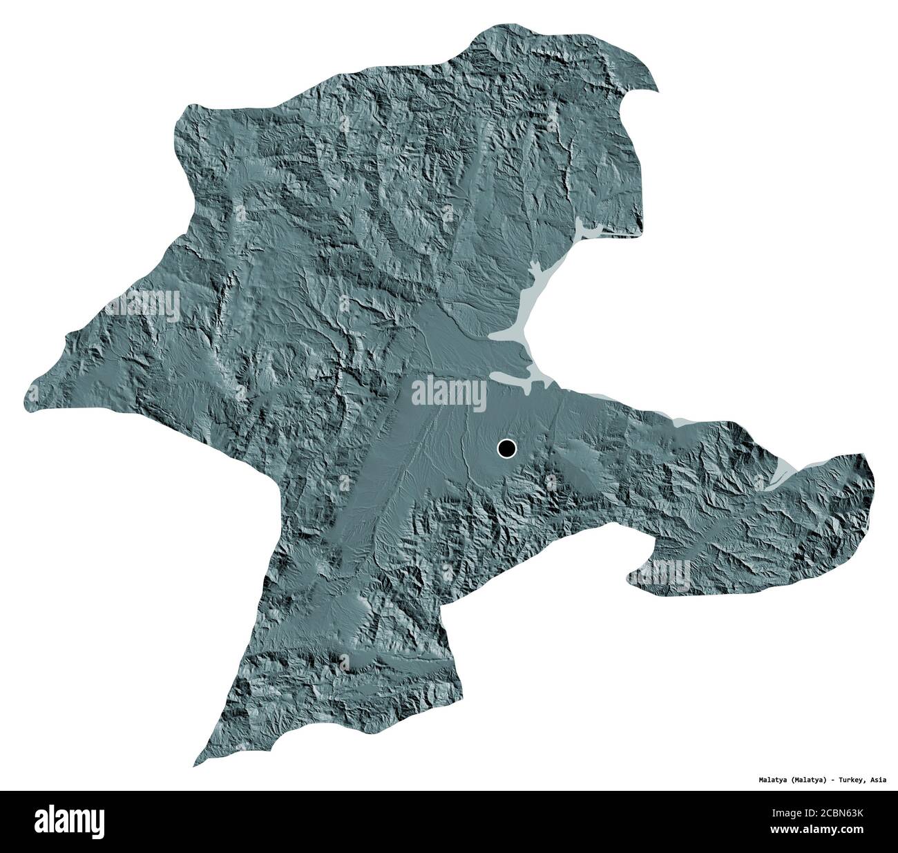 Shape of Malatya, province of Turkey, with its capital isolated on ...