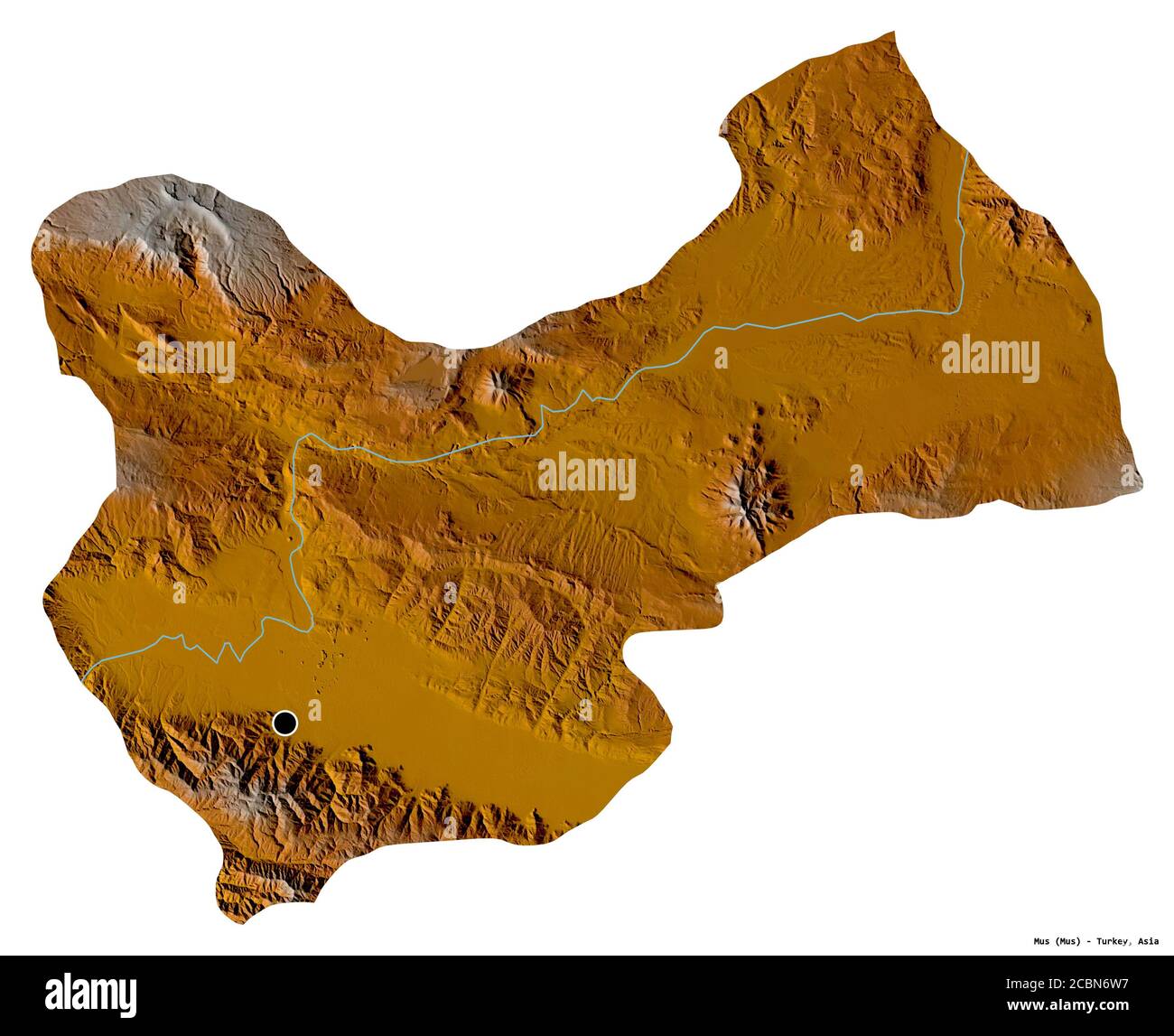 Shape of Mus, province of Turkey, with its capital isolated on white ...
