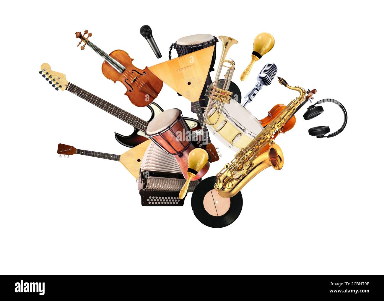 A variety of musical instruments in beautiful flight Stock Photo - Alamy
