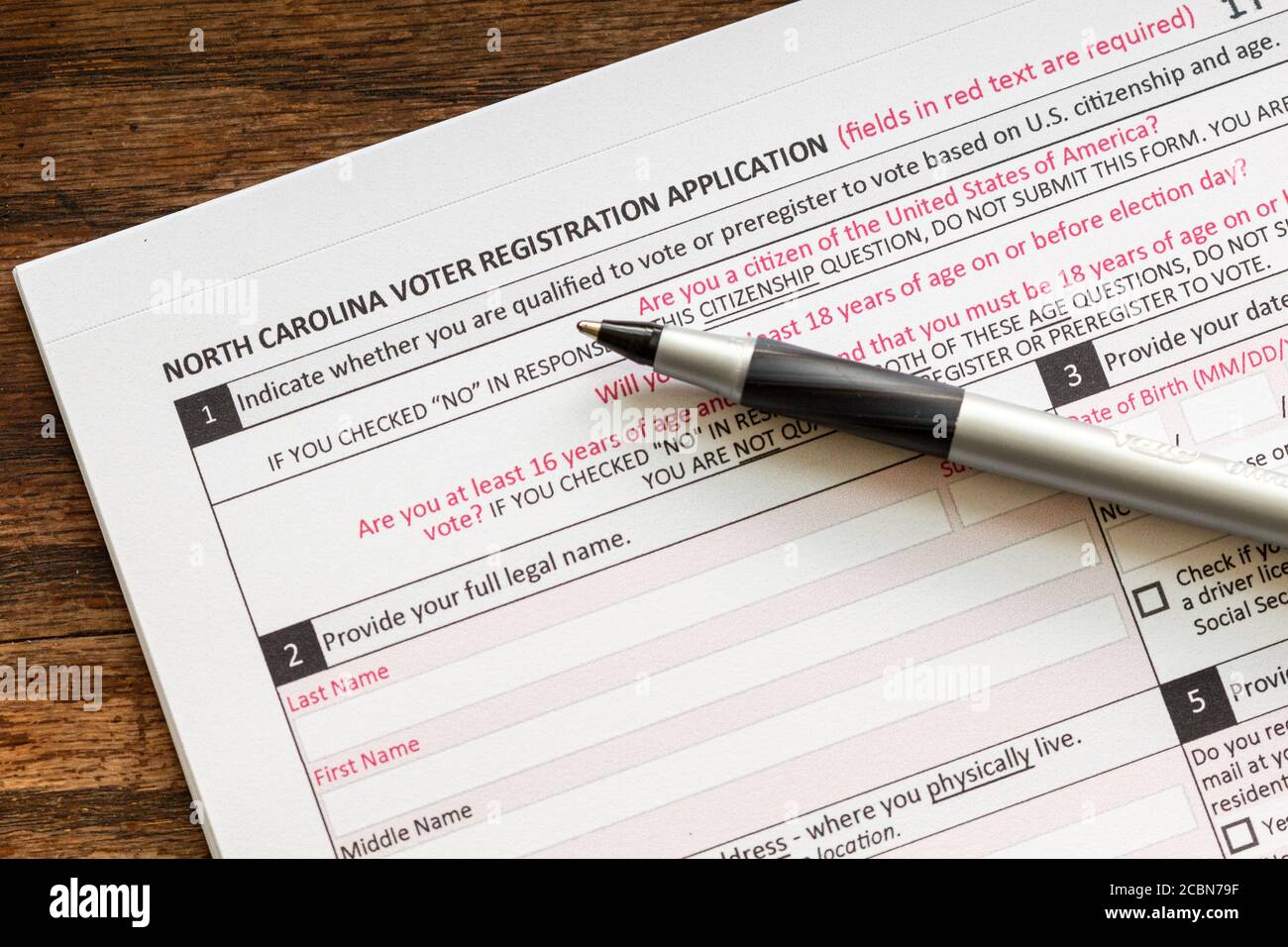 North carolina register application hi-res stock photography and images ...