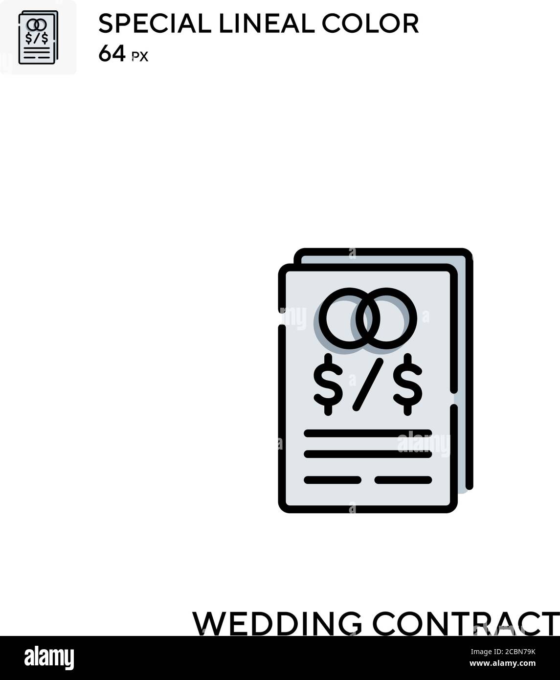 Wedding contract Special lineal color vector icon. Wedding contract ...