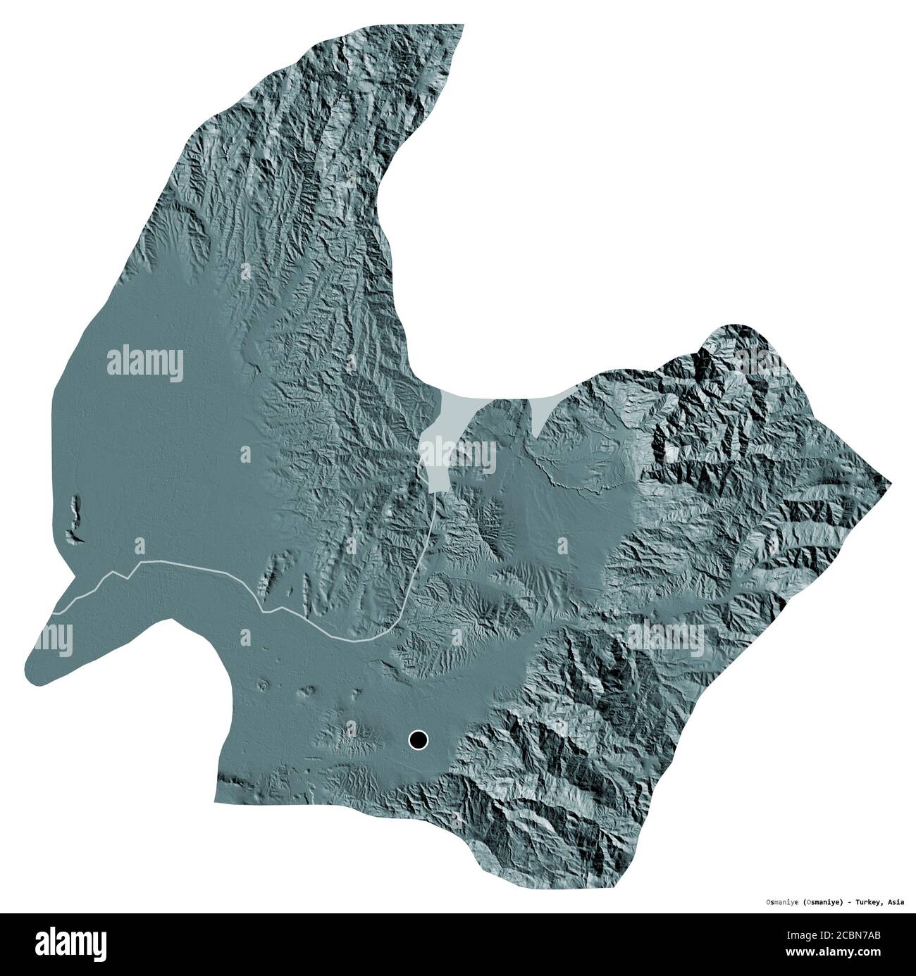 Shape of Osmaniye, province of Turkey, with its capital isolated on ...
