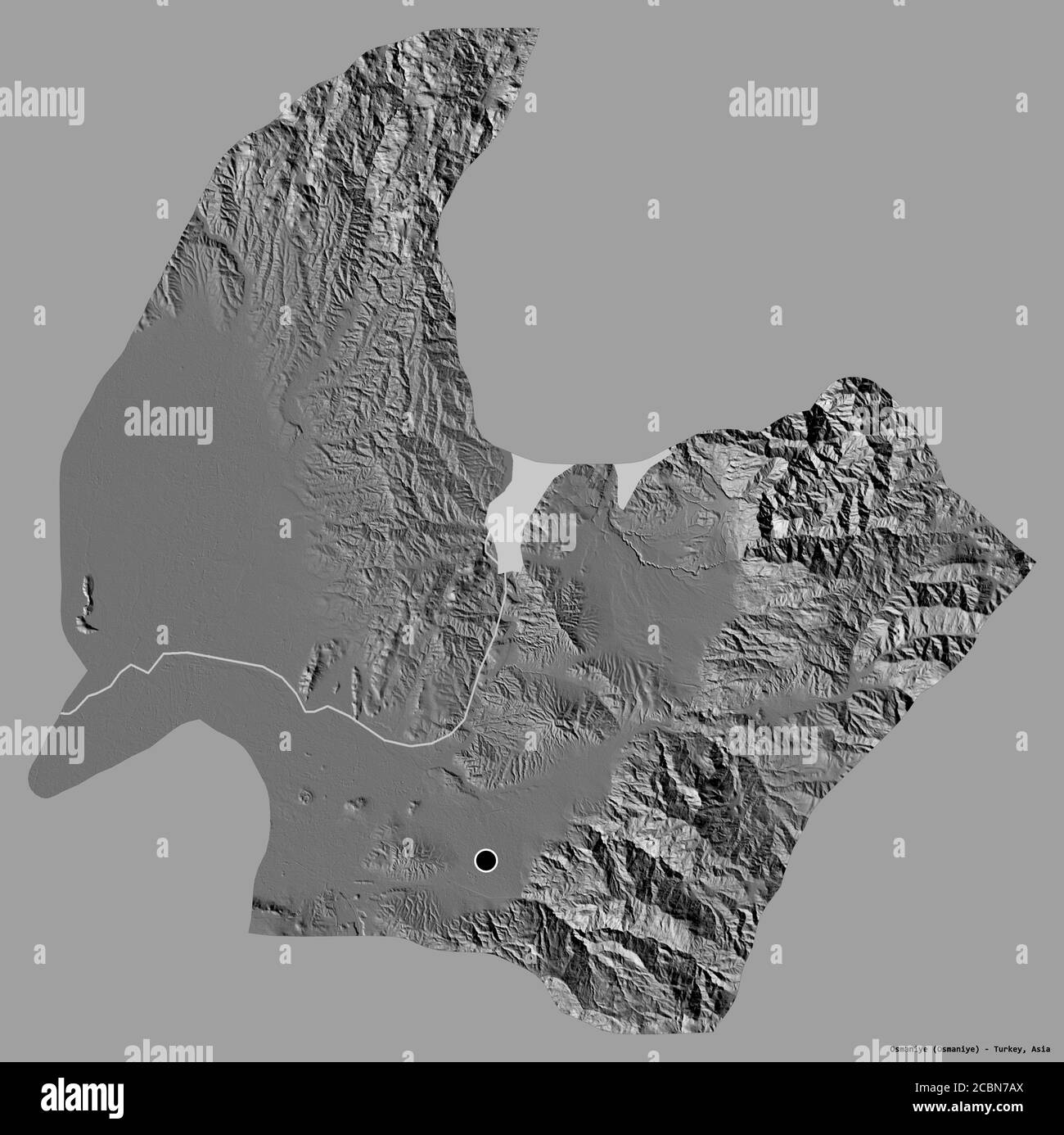 Shape of Osmaniye, province of Turkey, with its capital isolated on a ...