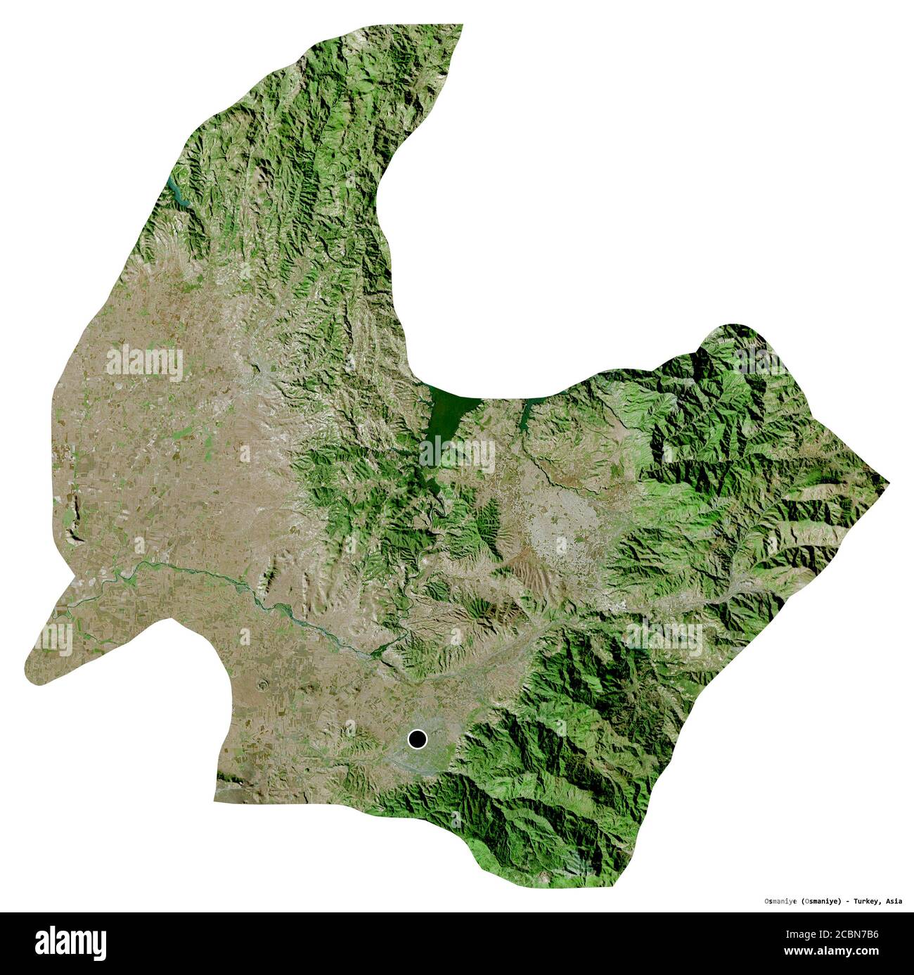 Shape of Osmaniye, province of Turkey, with its capital isolated on ...