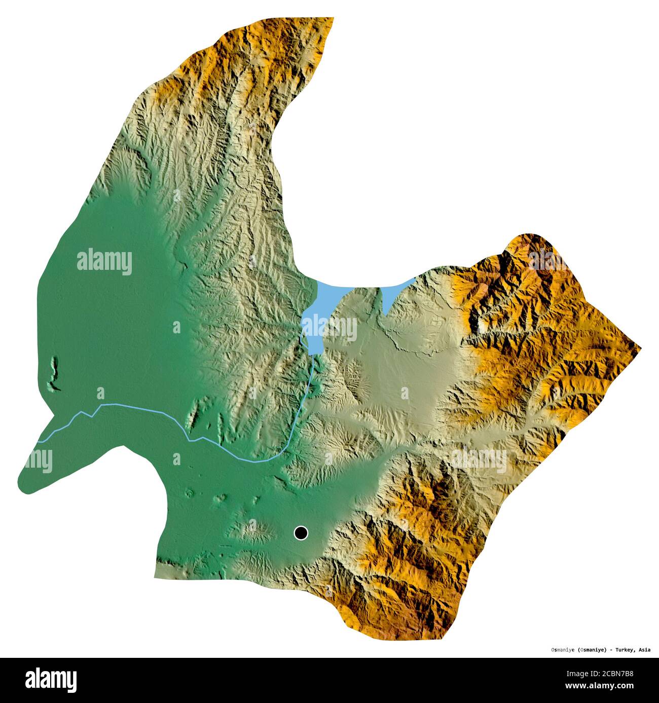 Shape of Osmaniye, province of Turkey, with its capital isolated on ...