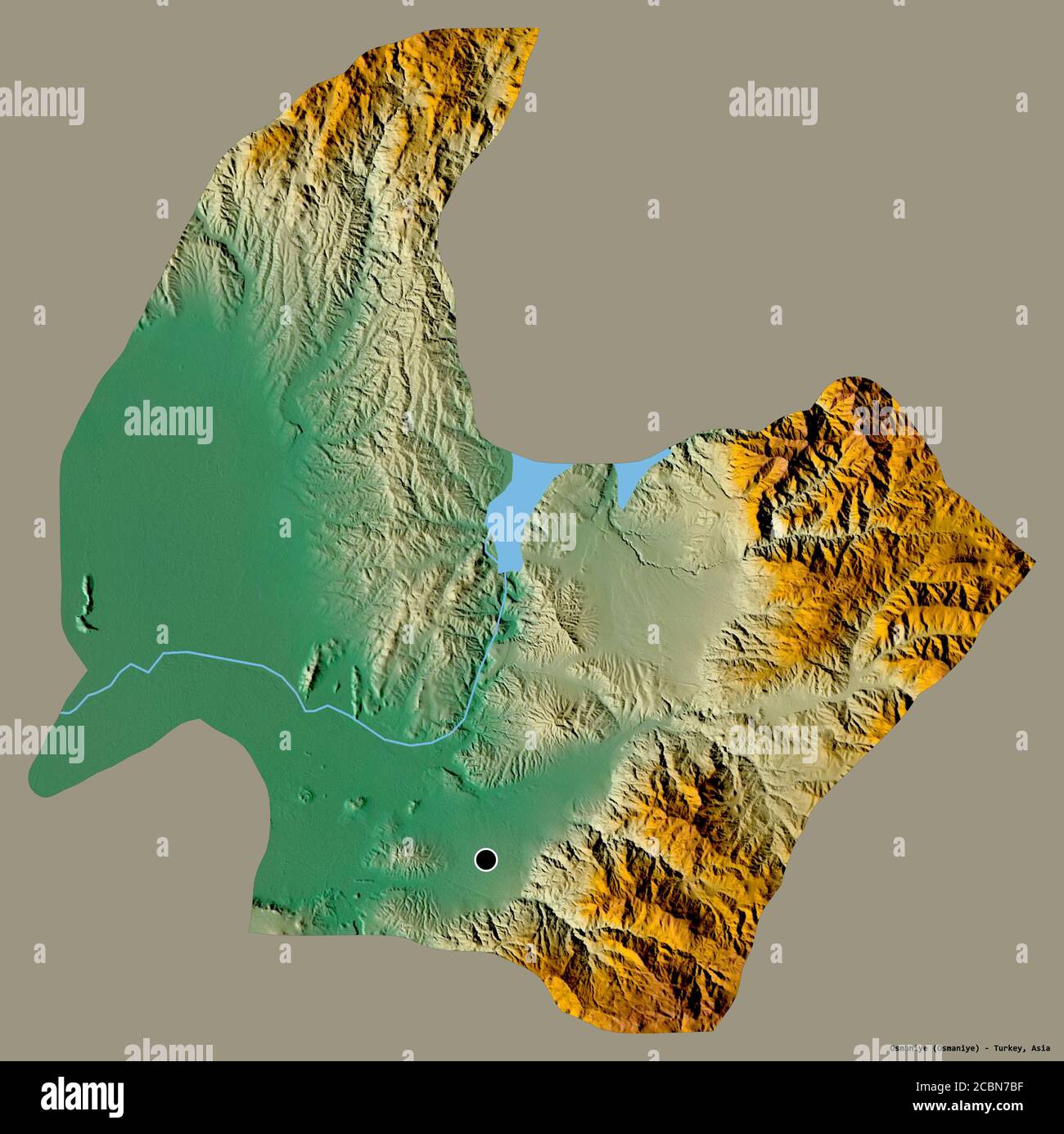 Shape of Osmaniye, province of Turkey, with its capital isolated on a ...