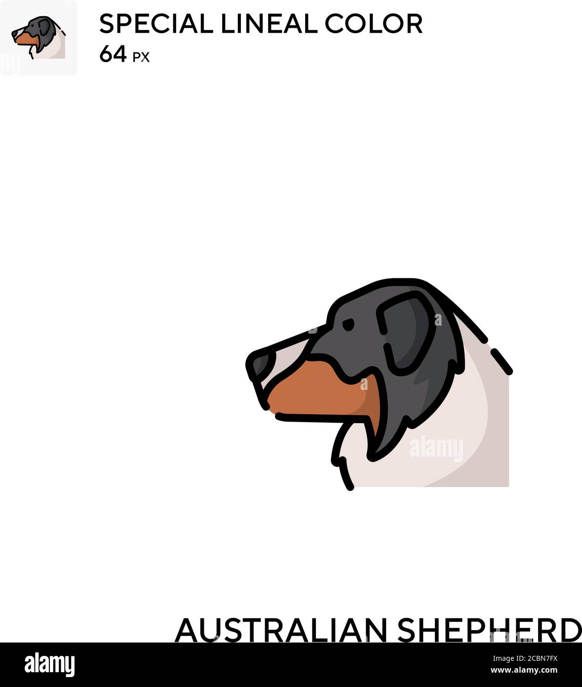 Australian shepherd Special lineal color vector icon. Australian ...