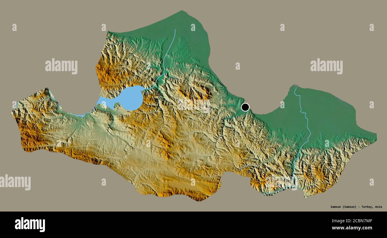 Shape of Samsun, province of Turkey, with its capital isolated on a ...