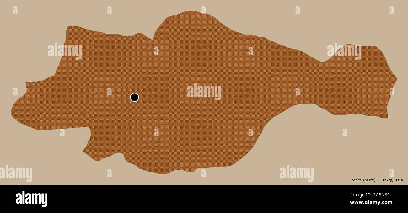 Shape of Siirt, province of Turkey, with its capital isolated on a ...