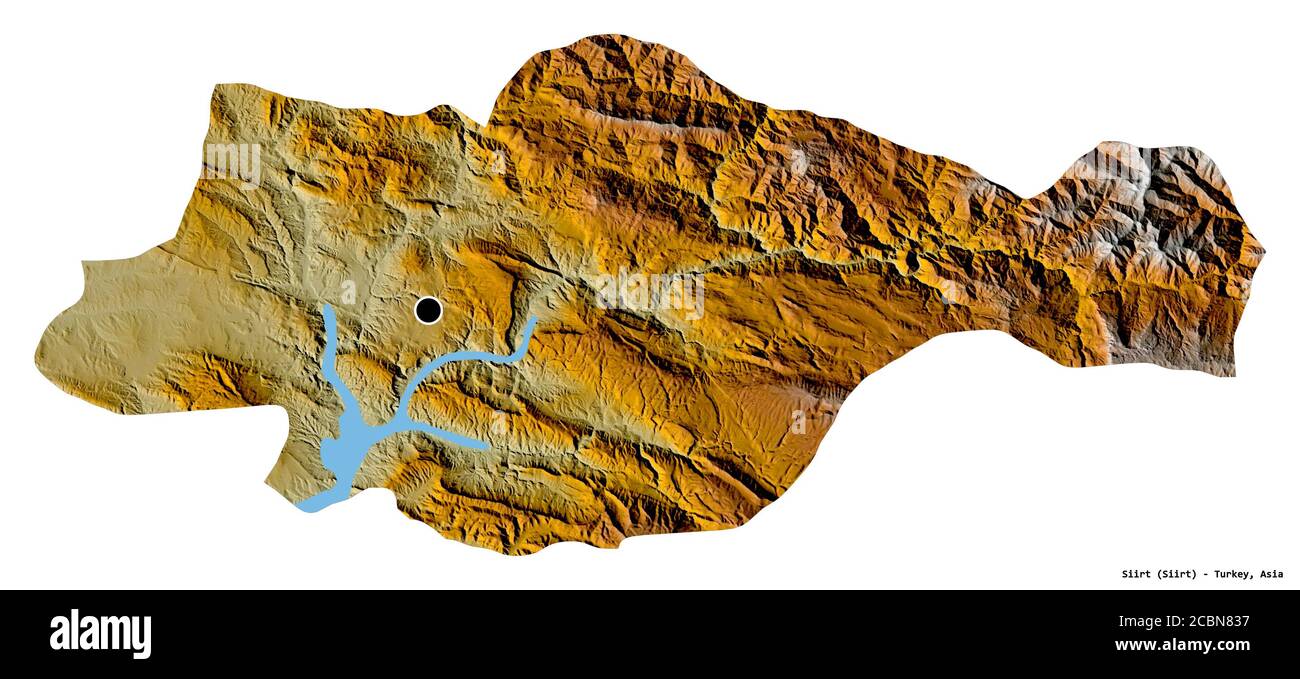 Shape of Siirt, province of Turkey, with its capital isolated on white ...