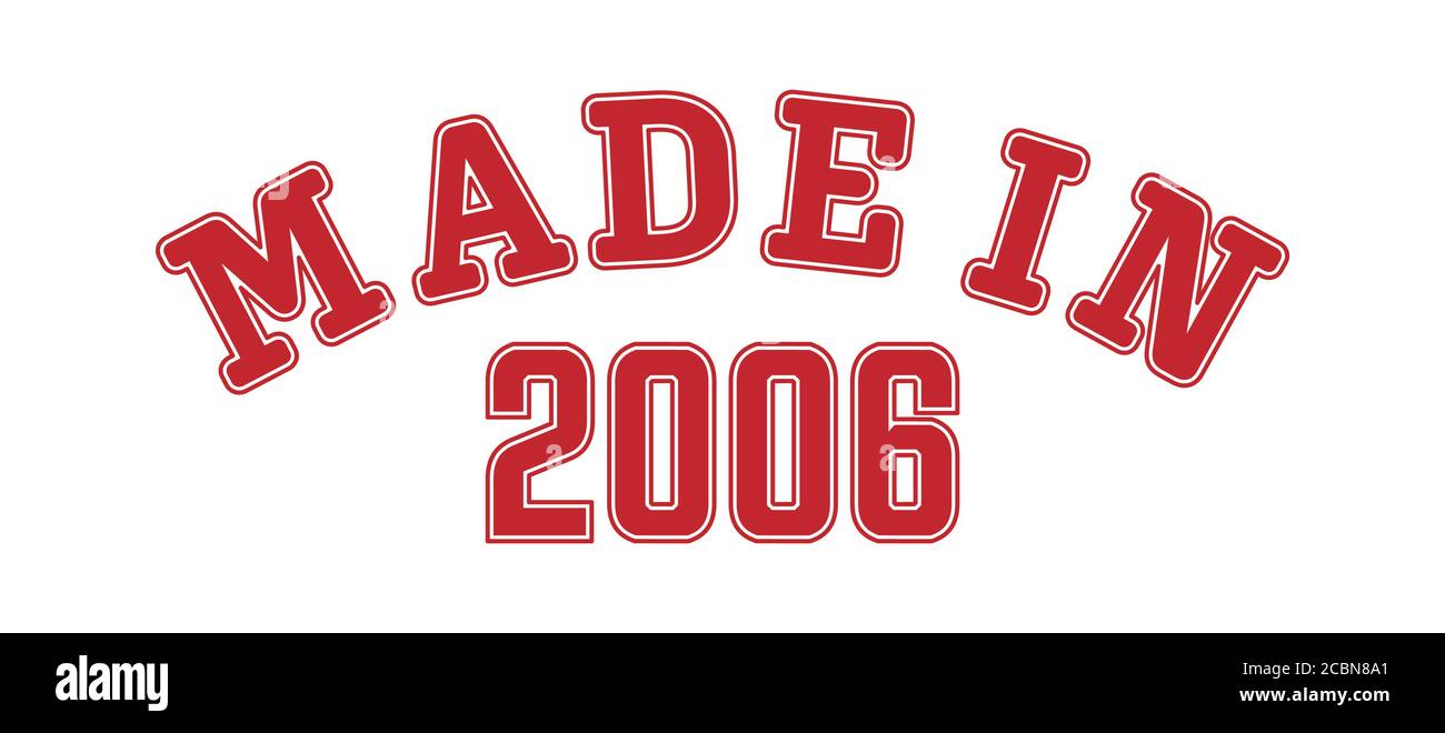 MADE IN 2006. Lettering of the year of birth or a special event for ...