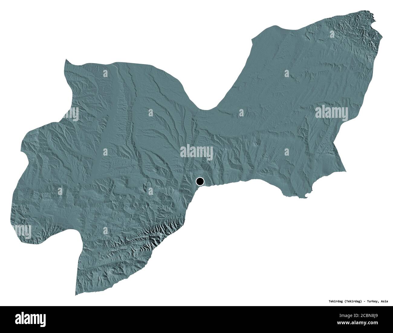 Shape of Tekirdag, province of Turkey, with its capital isolated on ...
