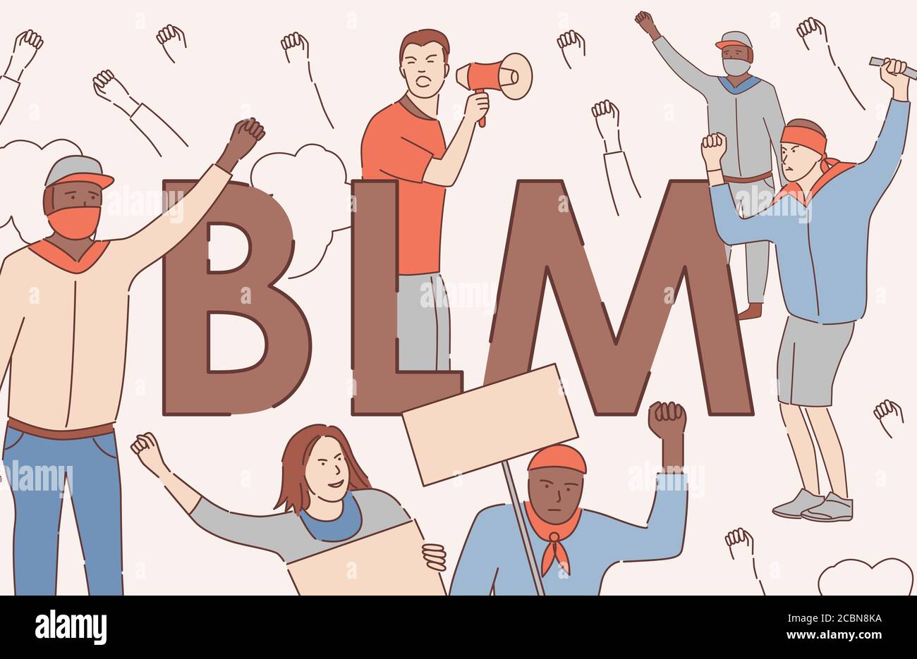 Black lives matter vector cartoon outline banner concept. African ...