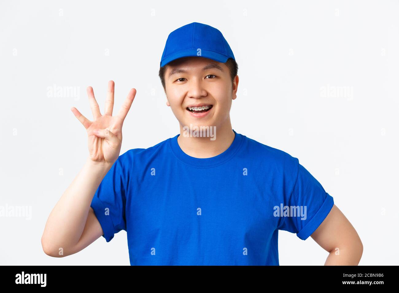 Online shopping, fast shipping, employees and home delivery concept ...