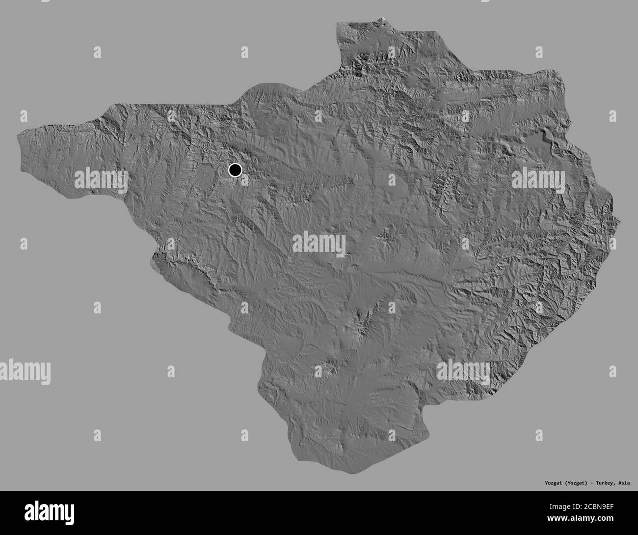 Shape of Yozgat, province of Turkey, with its capital isolated on a ...