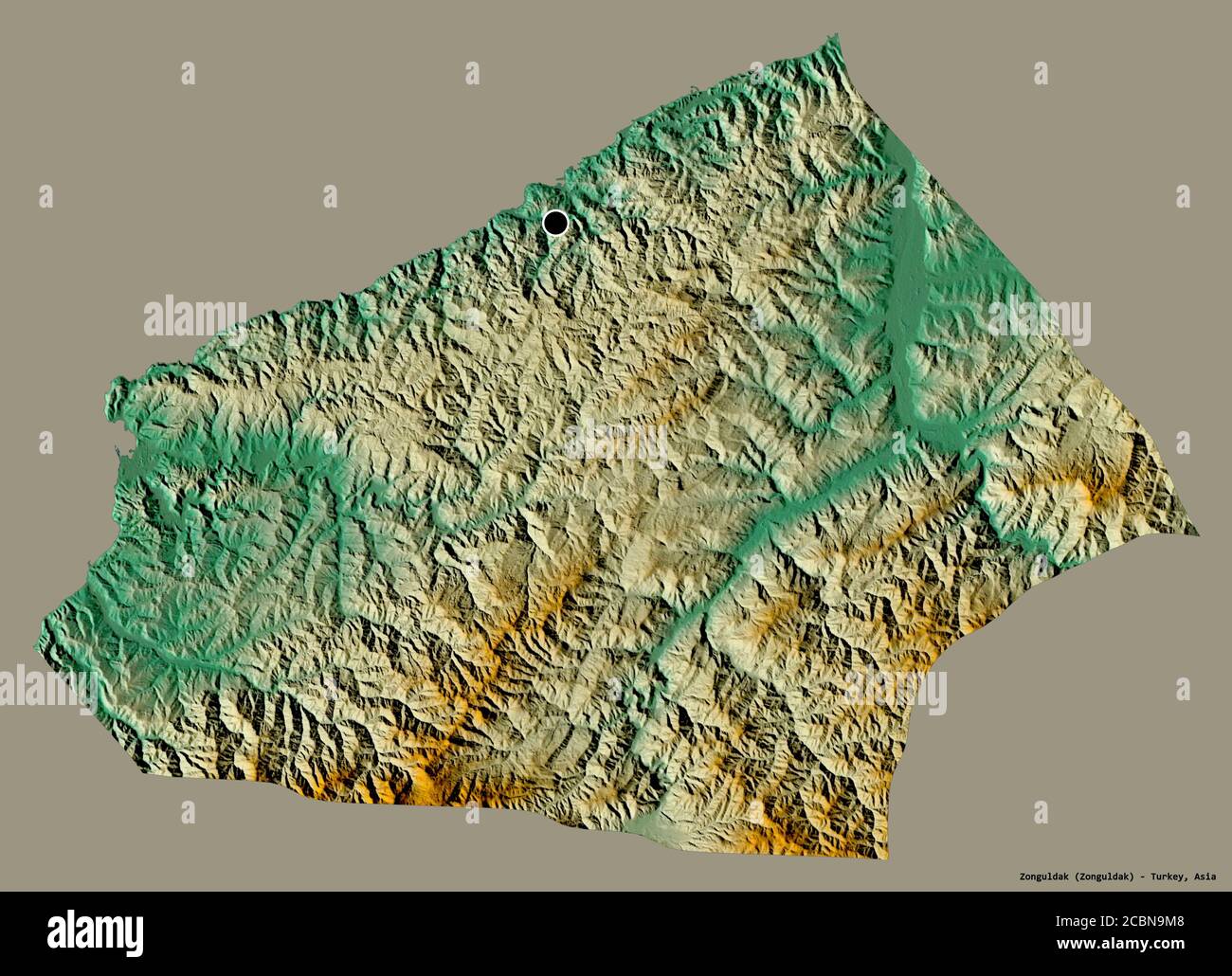Shape of Zonguldak, province of Turkey, with its capital isolated on a ...