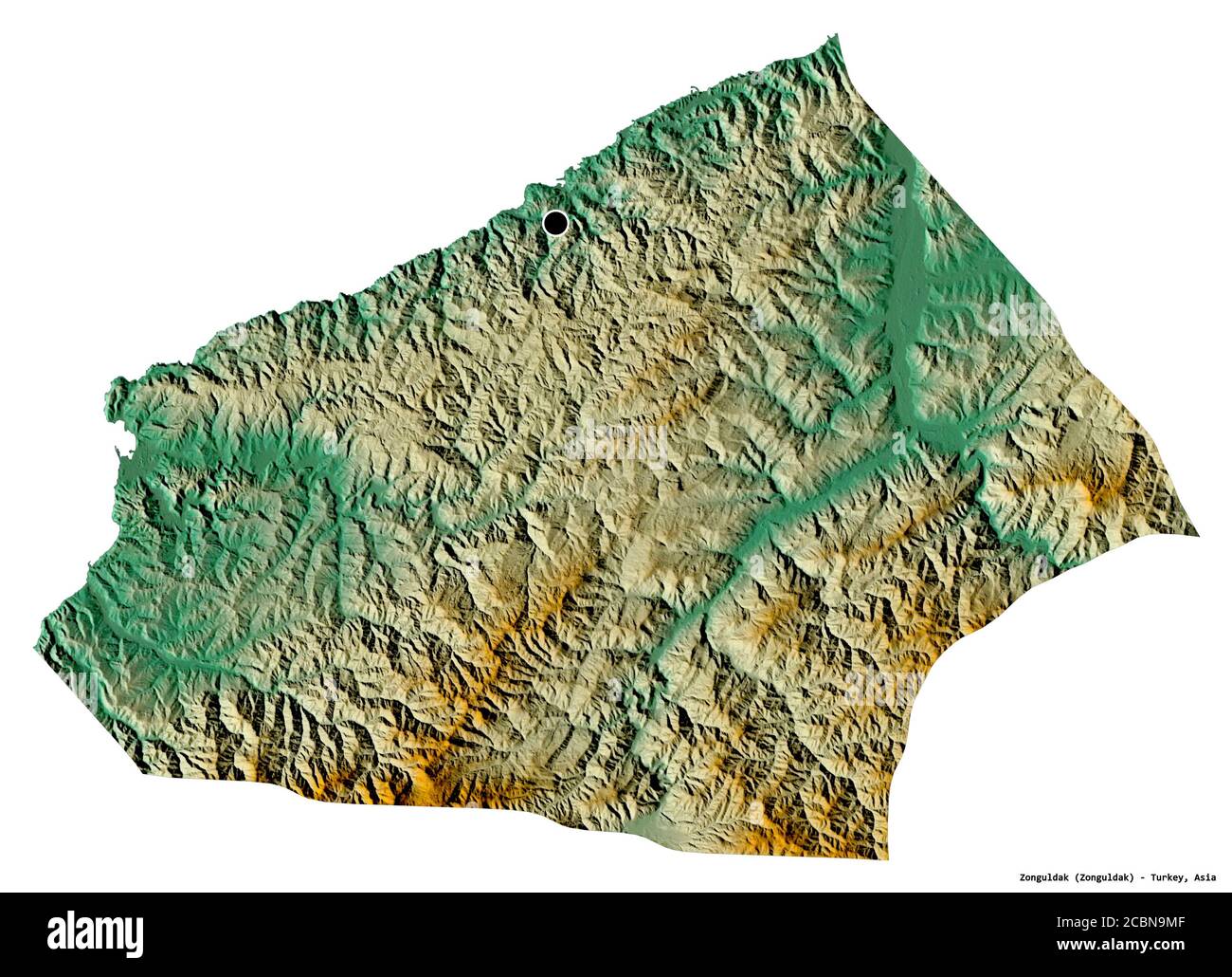 Shape of Zonguldak, province of Turkey, with its capital isolated on ...