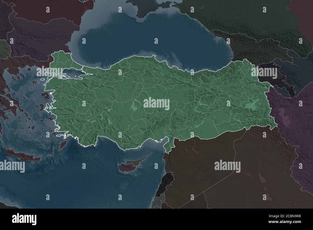 Shape of Turkey separated by the desaturation of neighboring areas ...