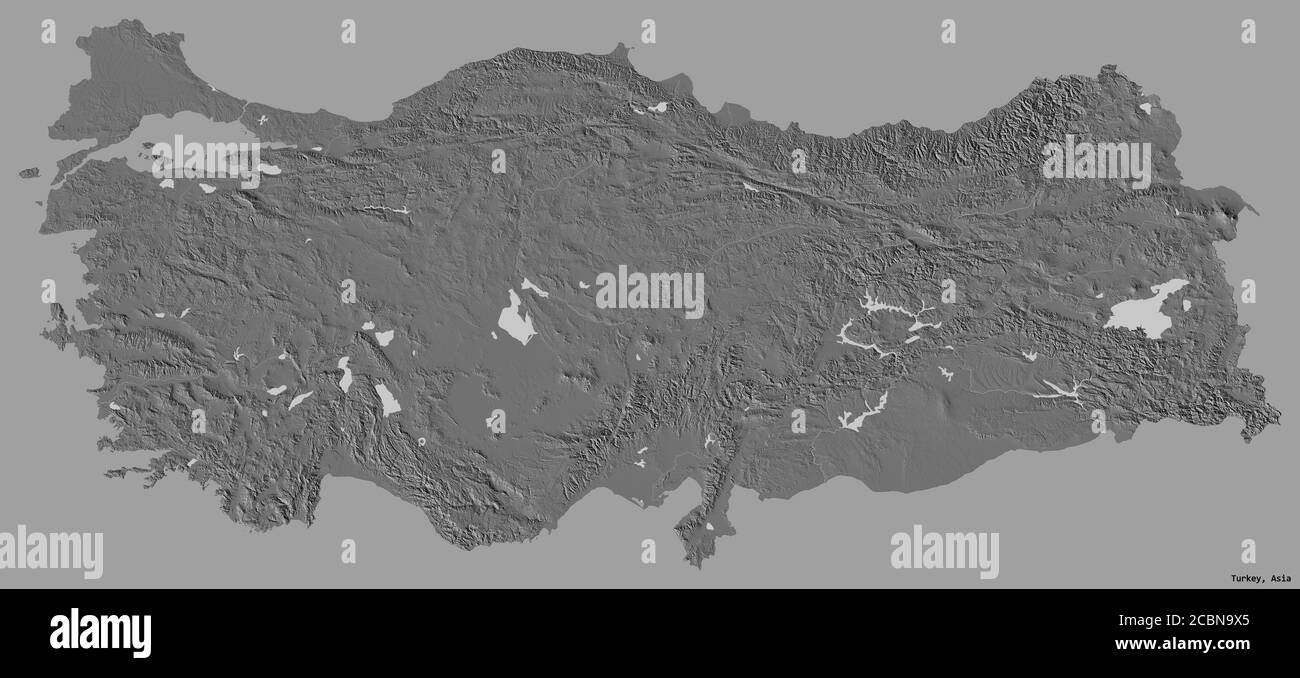 Shape of Turkey with its capital isolated on a solid color background ...