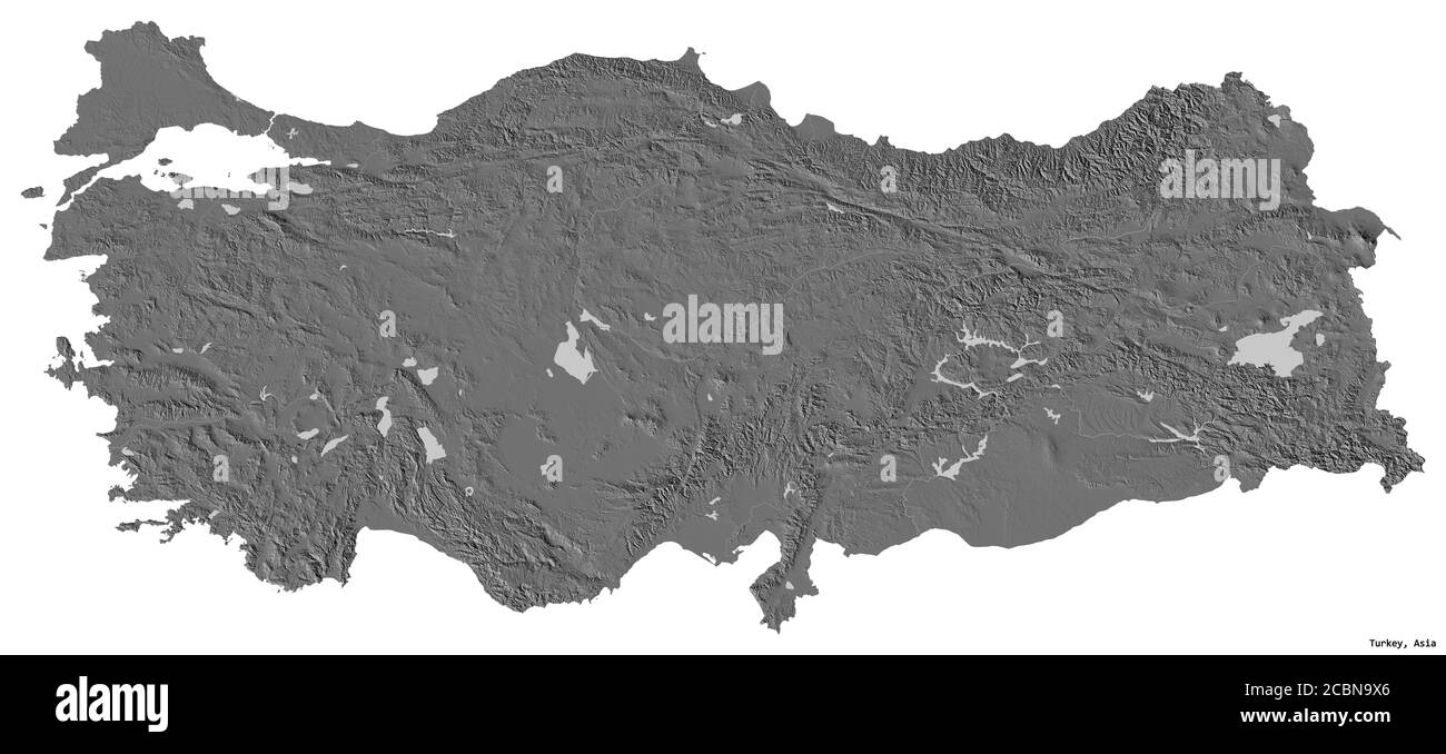 Shape of Turkey with its capital isolated on white background. Bilevel ...