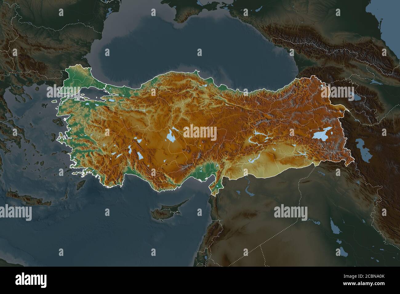 Shape of Turkey separated by the desaturation of neighboring areas ...