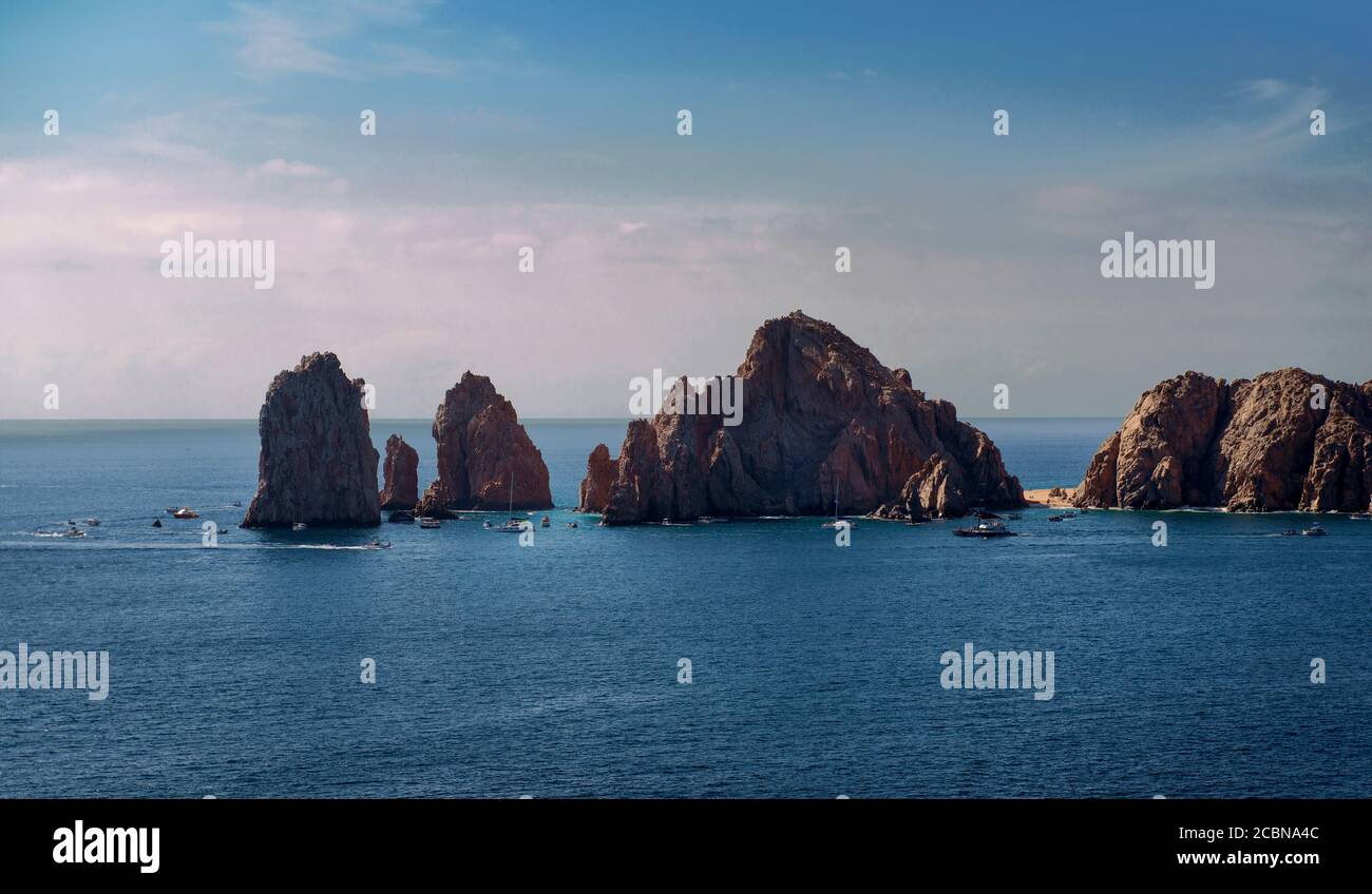 Famous Rocks Formation, sea cliffs in the ocean at Cabo San Lucas ...