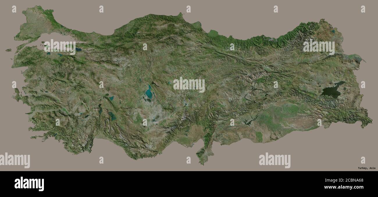 Shape of Turkey with its capital isolated on a solid color background ...
