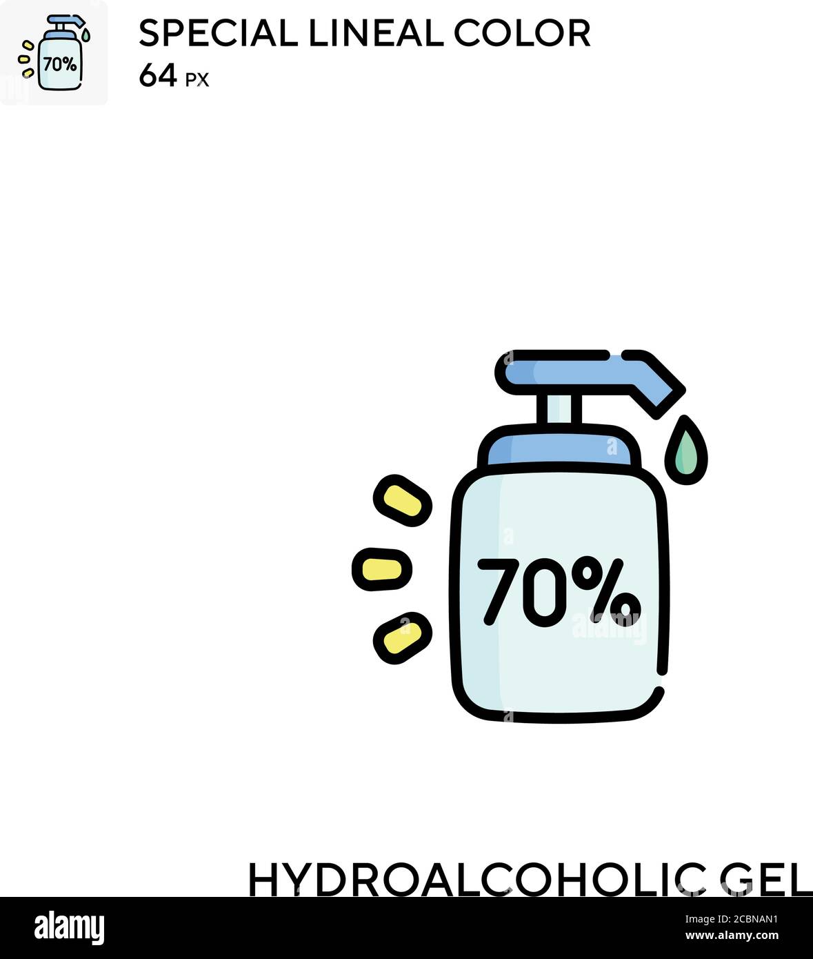 Hydroalcoholic gel Special lineal color vector icon. Hydroalcoholic gel ...