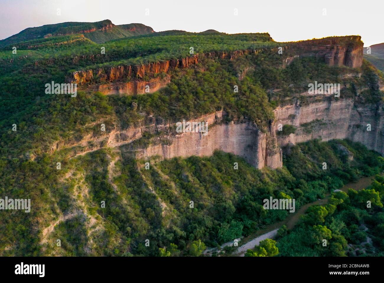 Aerial view of the hill redressed by the summer rains in Rancho el ...